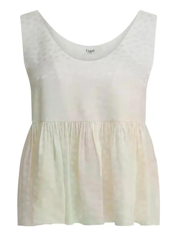 Chloé Polka-dot Peplum Blouse - White