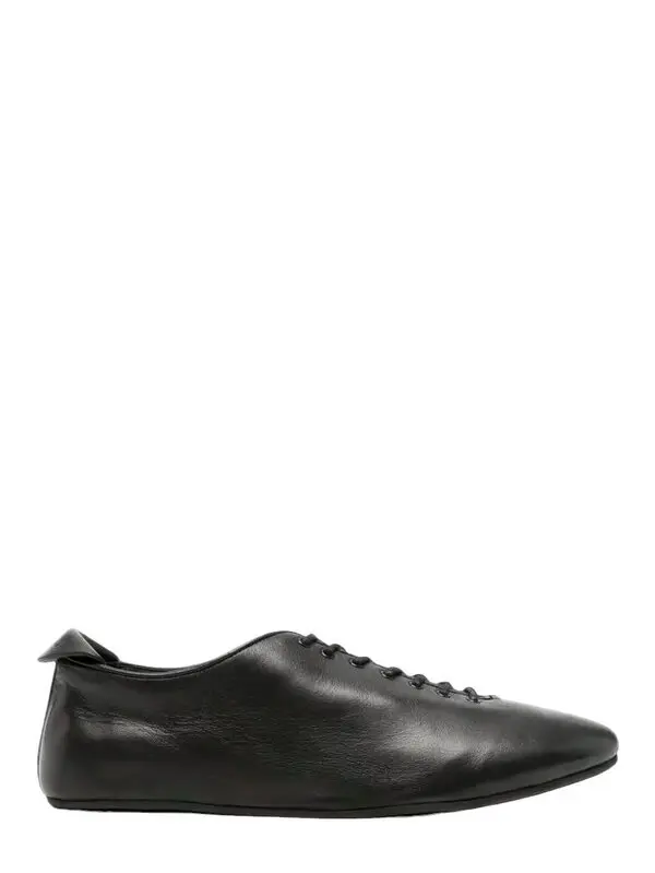 Jacquemus Leather Lace-up Tennis Slippers - Black