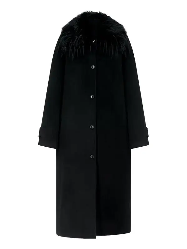 Loulou De Saison Yrsa Detachable Faux-fur Collar Coat - Black