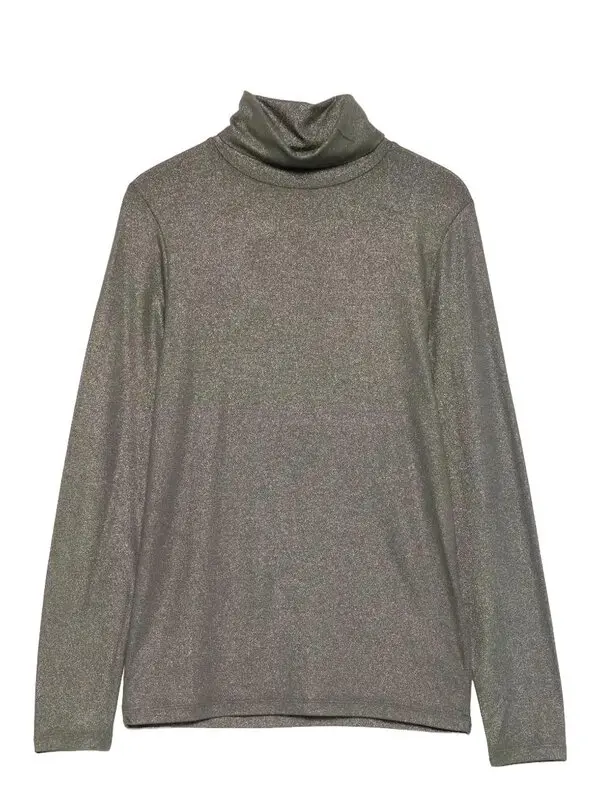 Majestic Filatures Glitter Effect Roll-neck Top - Green