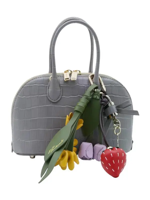 SELF-PORTRAIT Mini Croc-effect Leather Tote Bag - Grey