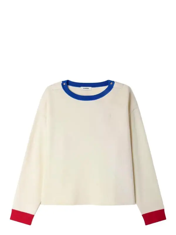 Sandro Contrast Round-neck Wool Sweater - Neutrals