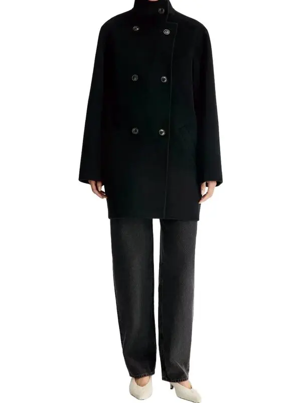 Loulou De Saison Olmo Double-breasted Stand-collar Coat - Black