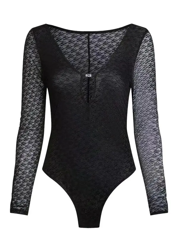 Karl Lagerfeld Autograph Mesh Bodysuit - Black