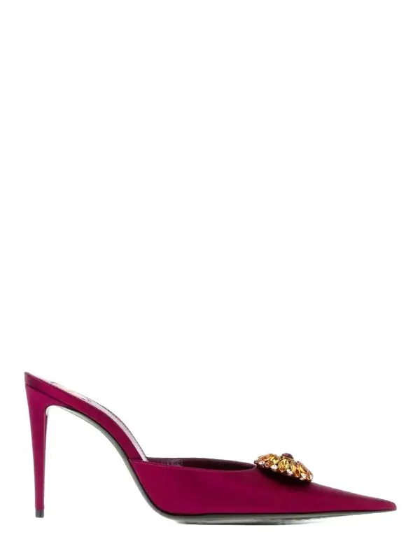 Saint Laurent Thierry Crystal-embellished Heeled Mules - Pink