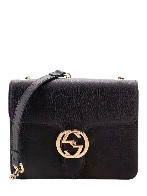Gucci Interlocking Leather Small Shoulder Bag - Black