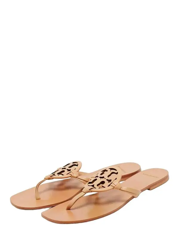 Tory Burch Mini Miller Square Toe Thong Sandals - Neutrals