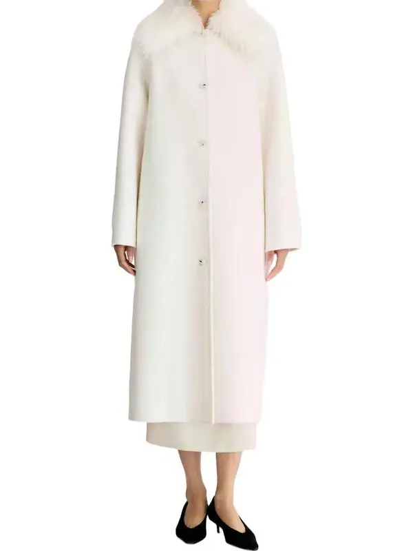 Loulou De Saison Yrsa Detachable Faux-fur Collar Coat - White