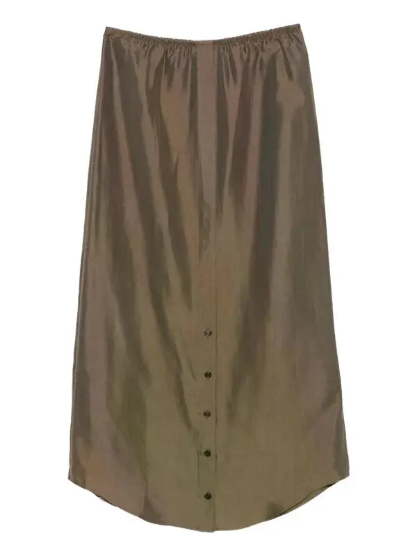 ALYSI Button-up Curved-hem Skirt - Brown