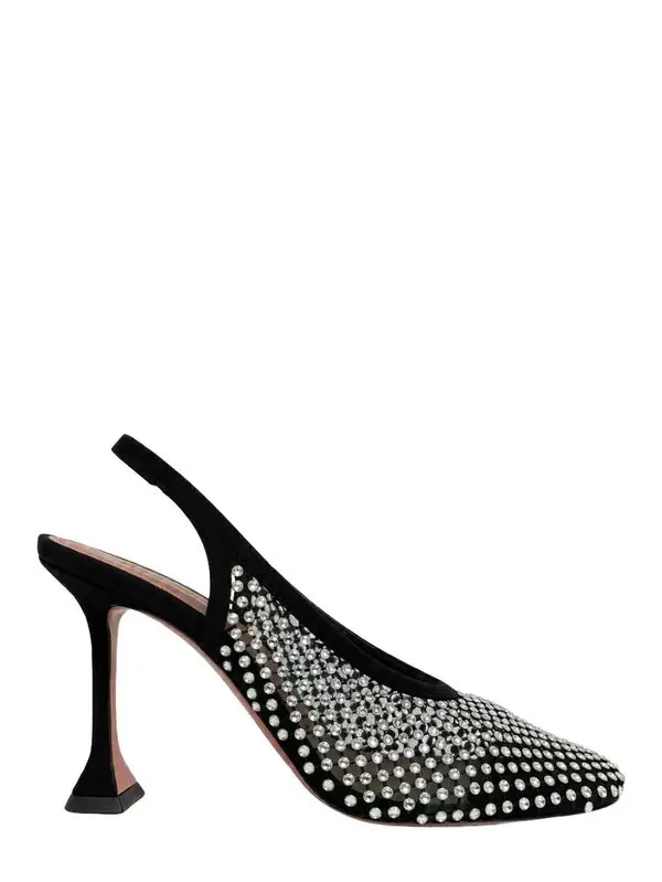 Amina Muaddi Dolly Crystal-embellished Slingback Pumps - Black