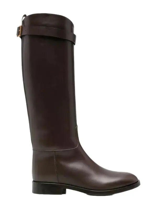 Eleventy Buckled Leather Boots - Brown