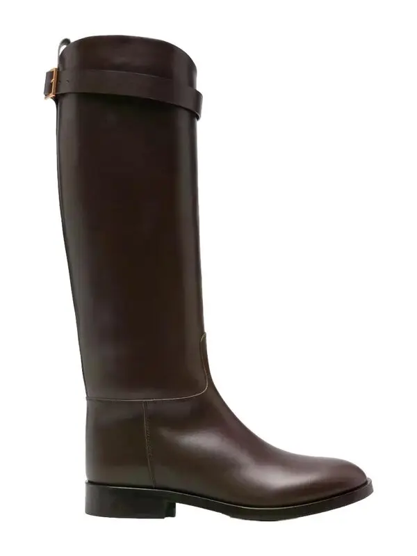 Eleventy Buckled Leather Boots - Brown