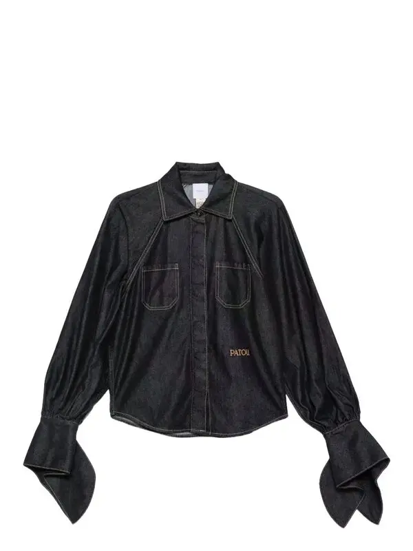 PATOU Knot-sleeve Denim Blouse - Blue