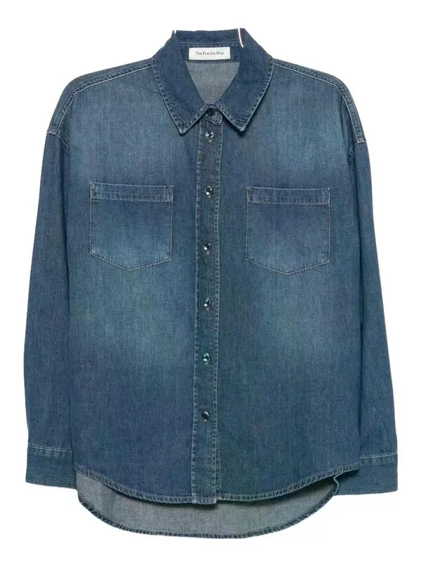 THE FRANKIE SHOP Deira Patch-pocket Denim Shirt - Blue