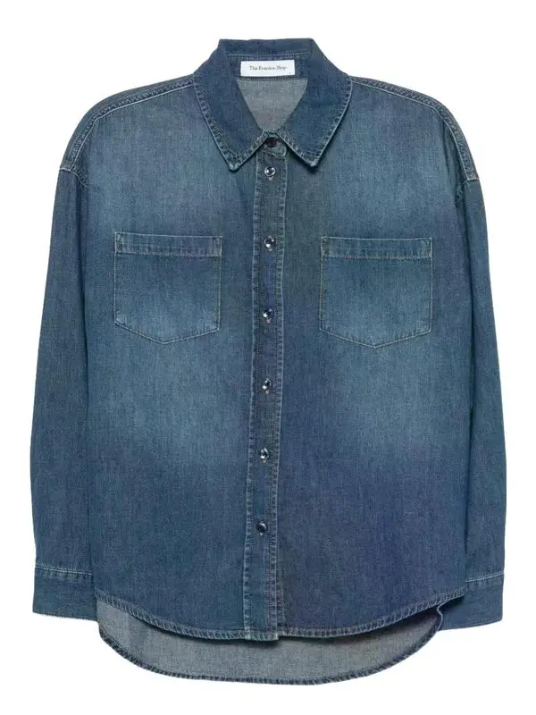 THE FRANKIE SHOP Deira Patch-pocket Denim Shirt - Blue