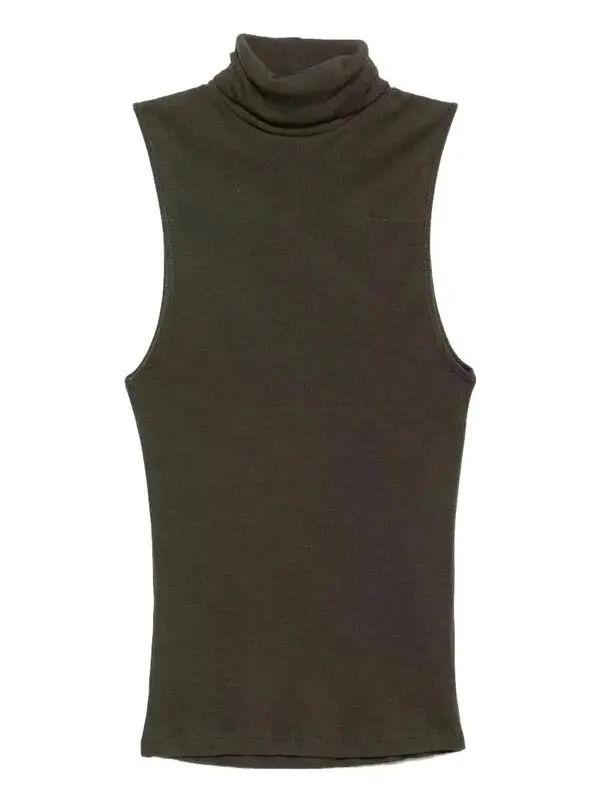 ALYSI Roll-neck Sleeveless Top - Green
