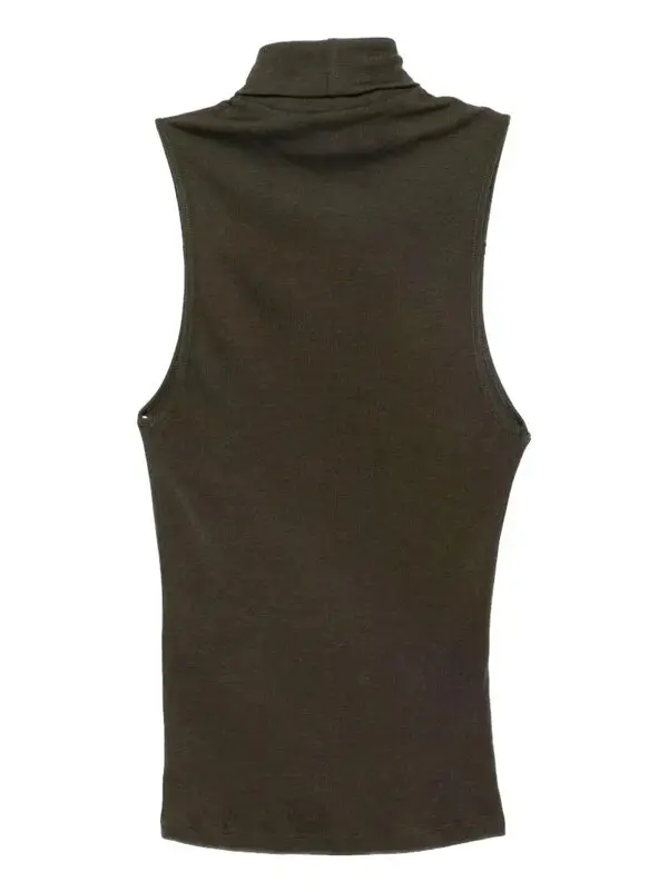 ALYSI Sleeveless Roll Neck Top - Green