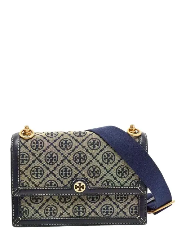 Tory Burch T Monogram Canvas Shoulder Bag - Blue