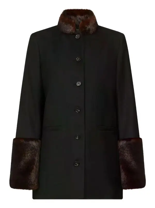 Loulou De Saison Goa Faux-fur-trim Virgin Wool Coat - Black