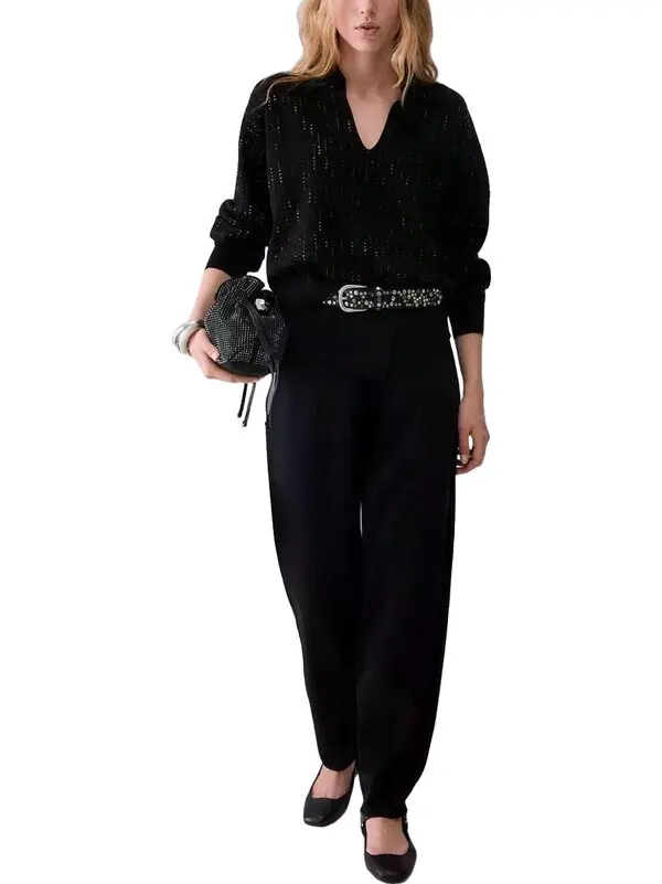 Liu Jo Sweater With Jewel Embroidery - Black