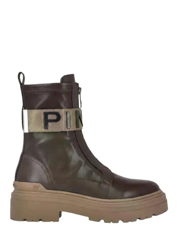 Pinko Logo-strap Ankle Boots - Brown