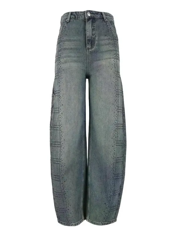 Ermanno Scervino Rhinestone Embellished Wide-leg Jeans - Blue