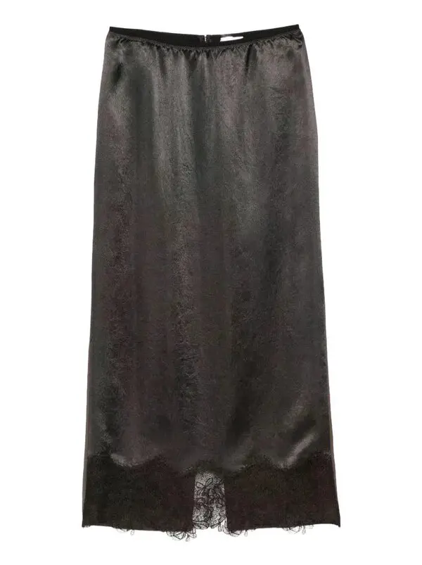 ALYSI Lace-trim Crinkled-finish Skirt - Brown