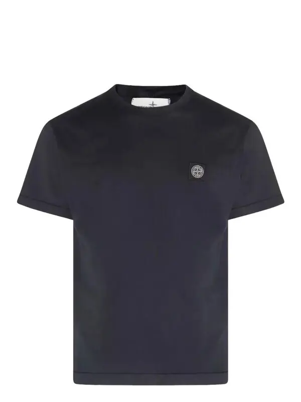 Stone Island 2100027 60/2 Cotton-jersey Slim-fit T-shirt With Compass Patch - Blue