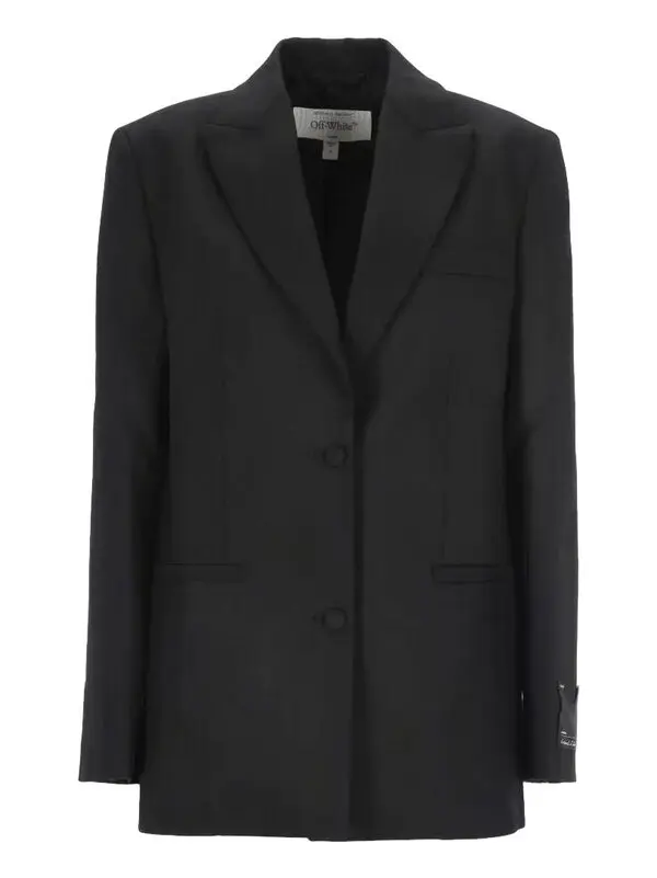 Off-White Logo Print Single-breasted Jacket - Black