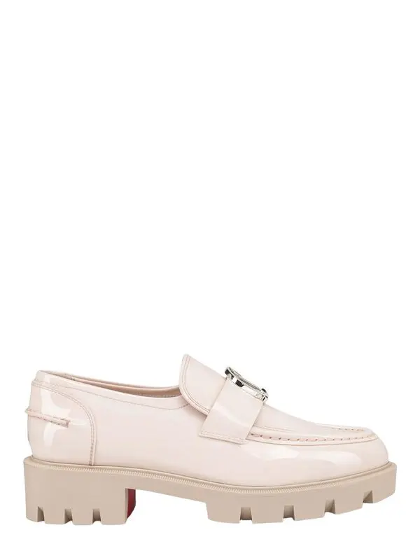 CHRISTIAN LOUBOUTIN Cl Moc Lug Flat Loafers - Beige