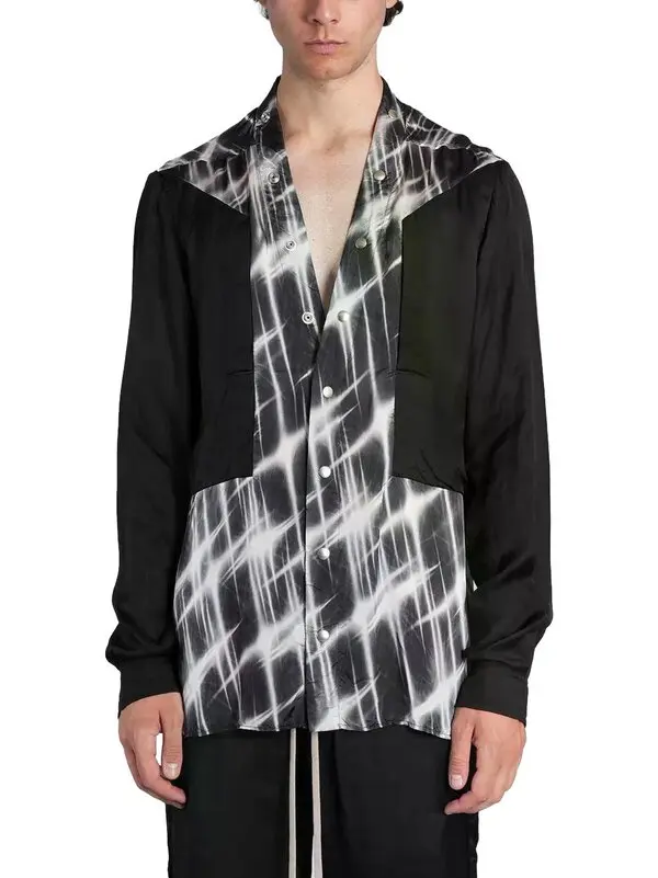 Rick Owens Larry Graphic-print Panelled Shirt - Black