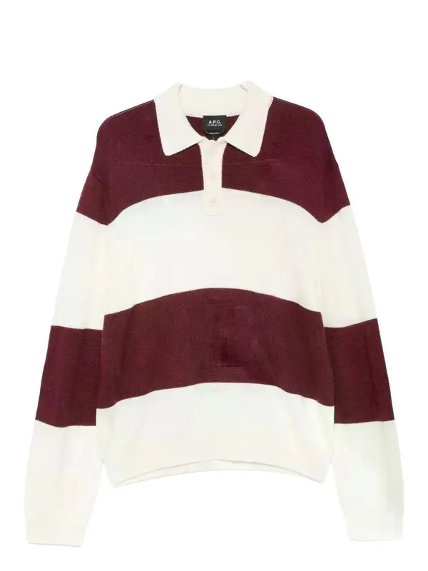 A.p.c. Striped Polo-collar Sweater - White
