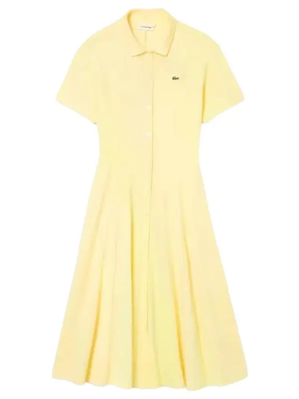 Lacoste Piqué Button-down Midi Dress - Yellow