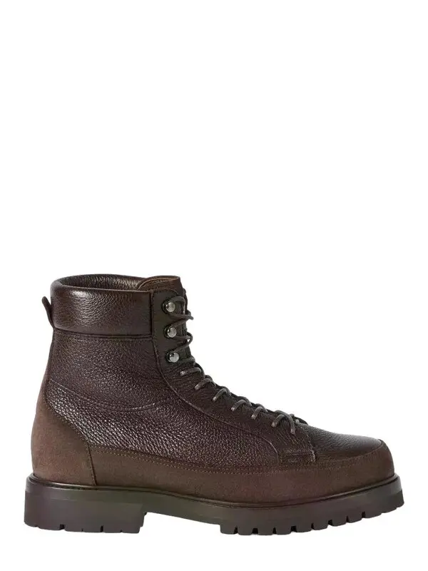 Brunello Cucinelli Grained-leather Suede Boots - Brown