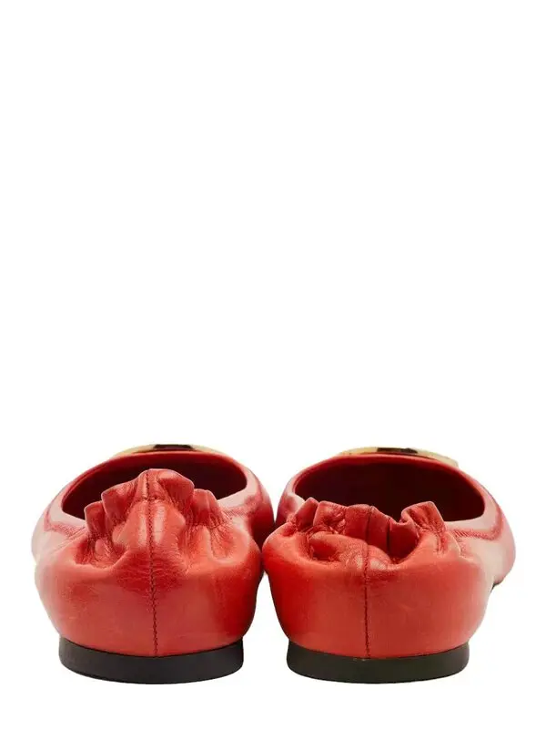 Tory Burch Reva Ballet Flats With Gold-tone Medallion - Orange