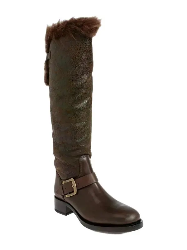 Dsquared2 Buckle-detail Faux-fur Boots - Brown