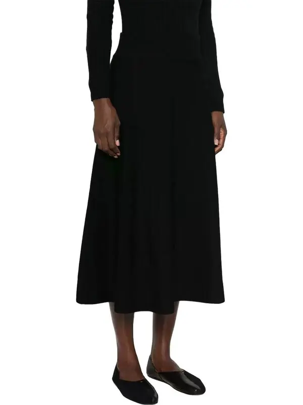 LE PETIT PULLE Ribbed-knit Midi Skirt - Black