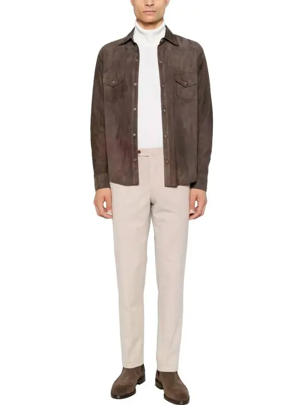 Eleventy Suede Panelled Jacket - Brown