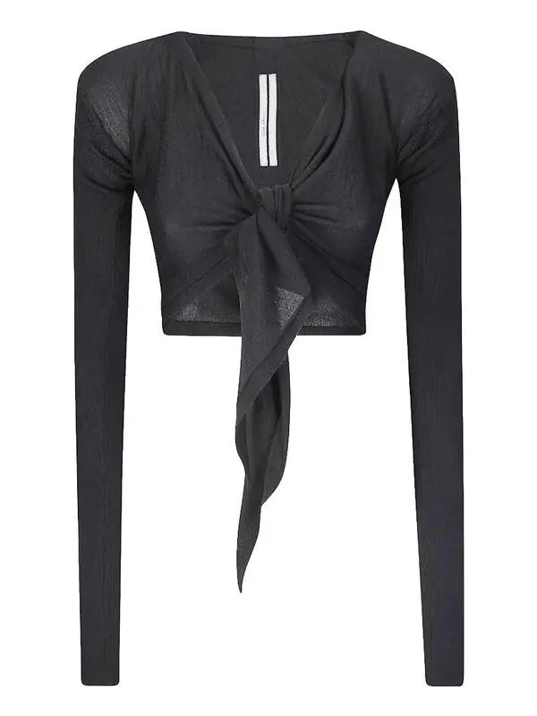 Rick Owens Cropped Wrap-front Blouse - Black