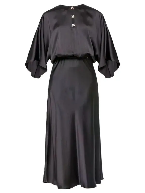 NISSA Satin Midi Dress - Black