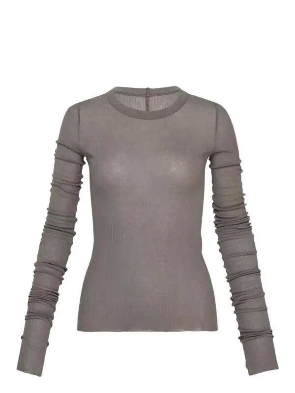 Rick Owens Long-sleeved Ribbed T-shirt - Grey