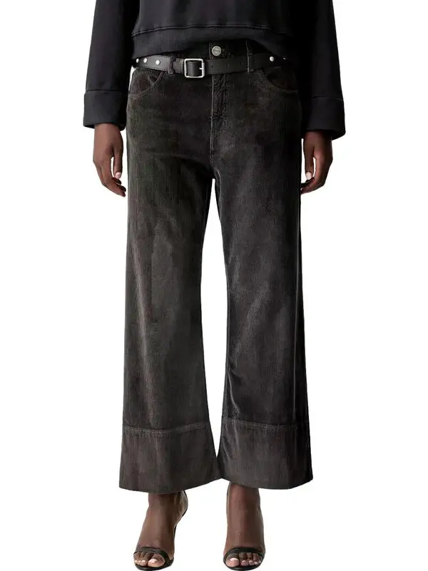Pinko Belted Corduroy Trousers - Grey