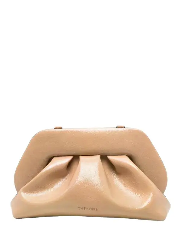 THEMOIRE Crinkled-finish Ruched Clutch Bag - Neutrals