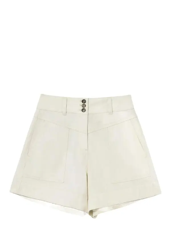 SELF-PORTRAIT Button-detail Denim Shorts - White