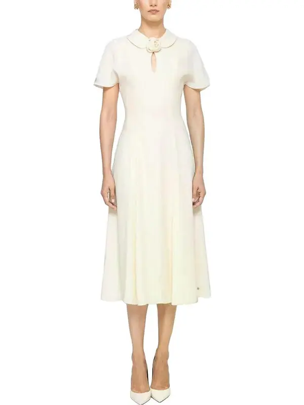 NISSA Floral-detail Midi Dress - Neutrals