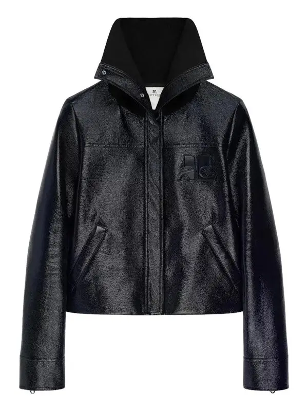 COURREGES High-collar Vinyl Jacket - Blue