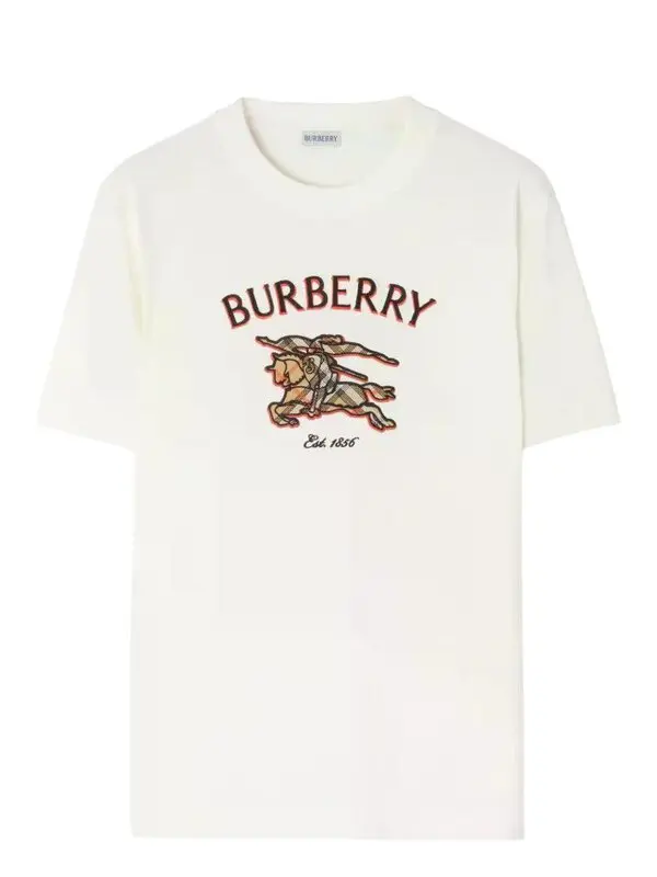 Burberry Knight Check Cotton T-shirt - Neutrals