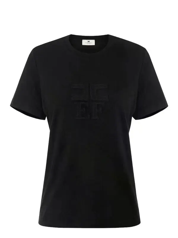 Elisabetta Franchi Jersey T-shirt With Logos - Black