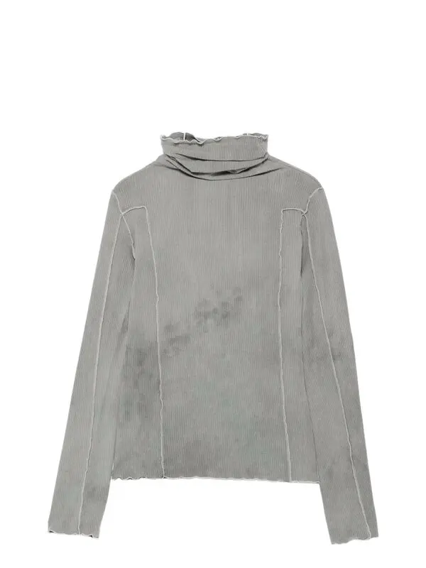 BASERANGE Ribbed Exposed-seam High Neck Top - Grey