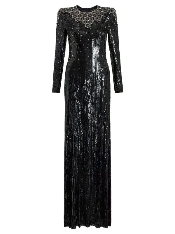 Jenny Packham Sequin-embellished Crystal-embroidery Dress - Black